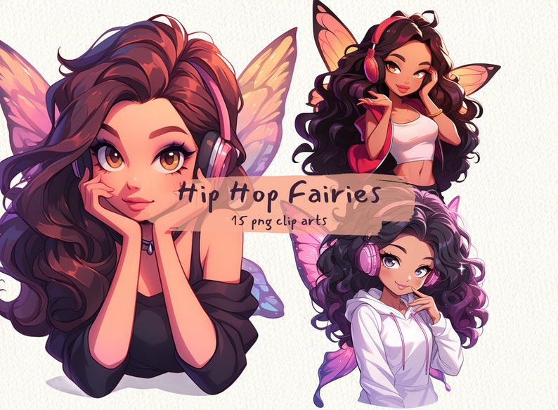 Hip Hop Fairies Printable Clipart, Png Format, Transparent Background ...