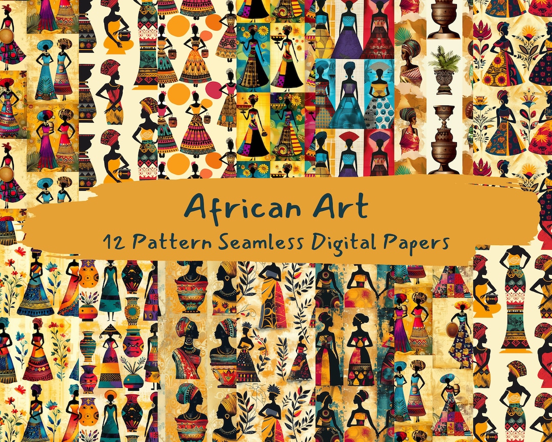 African Art Pattern Seamless Digital Papers - Printable Scrapbook Paper ...
