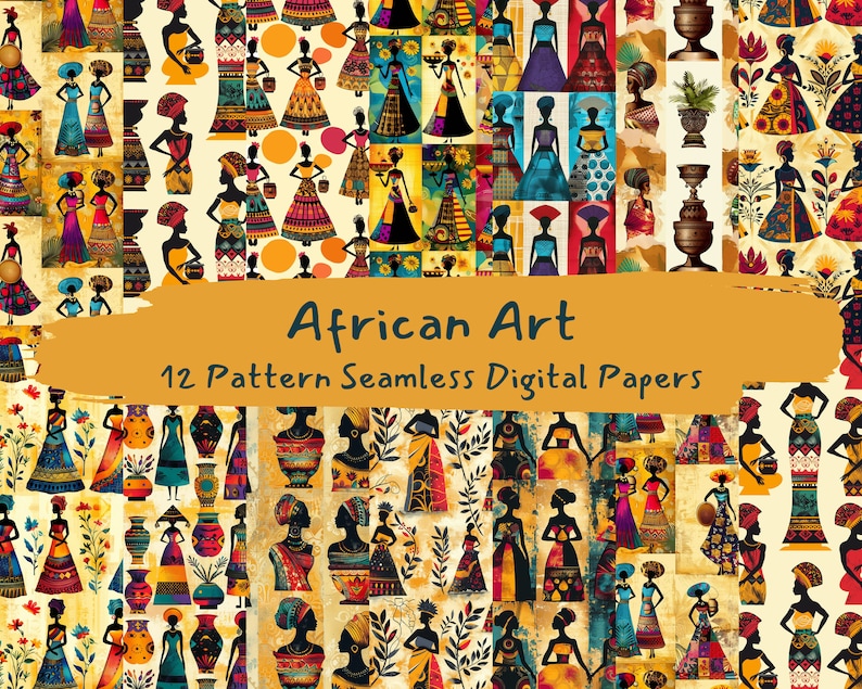 African Art Pattern Seamless Digital Papers Printable Scrapbook Paper ...