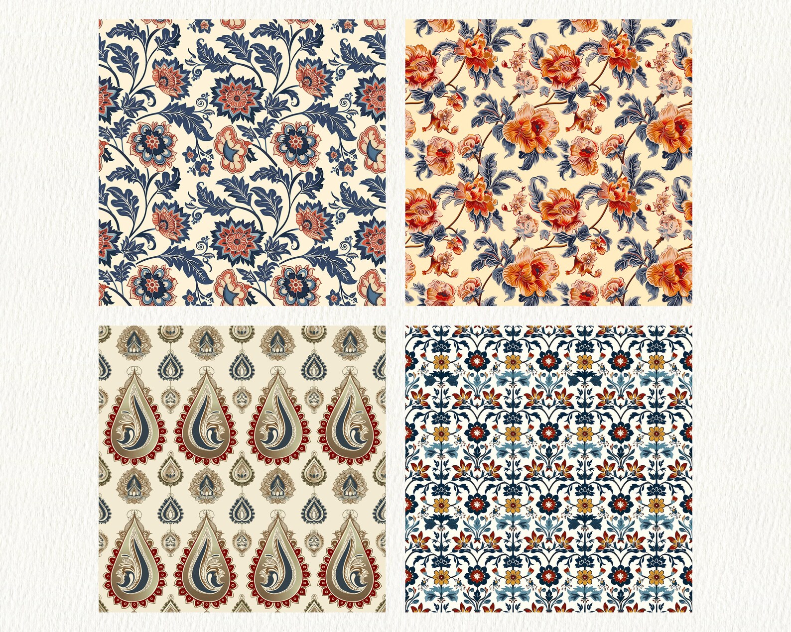 Indian Cultural Florals Pattern Seamless Digital Papers - Printable ...