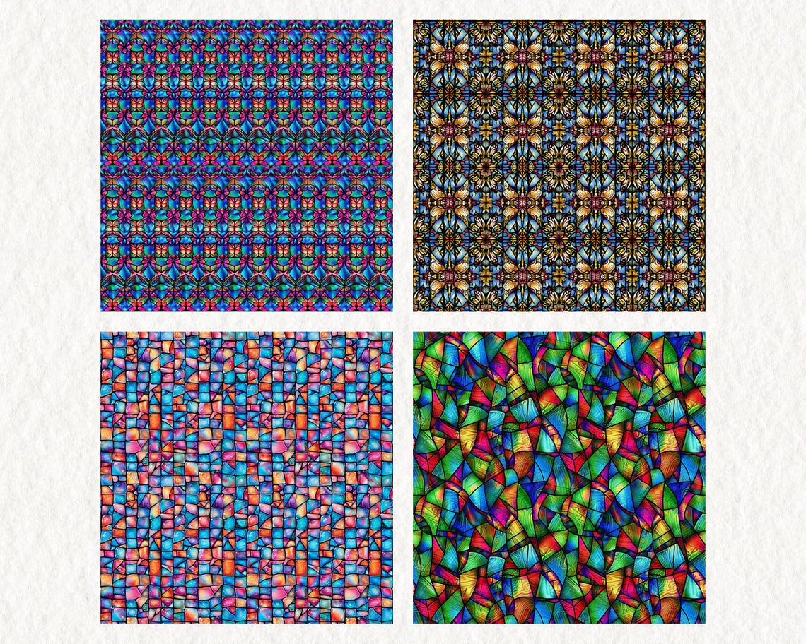 Stained Glass Pattern Seamless Digital Papers - Printable Scrapbook ...