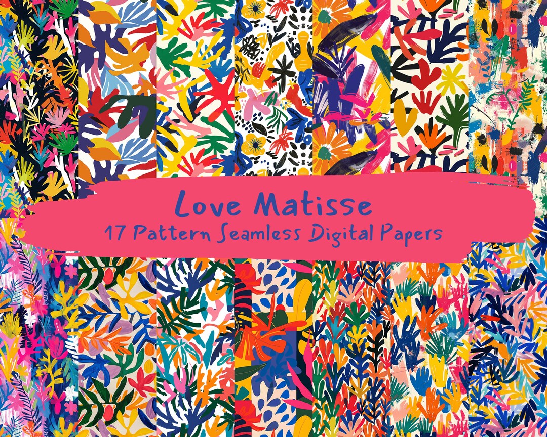 Love Matisse Pattern Seamless Digital Papers - Printable Scrapbook ...