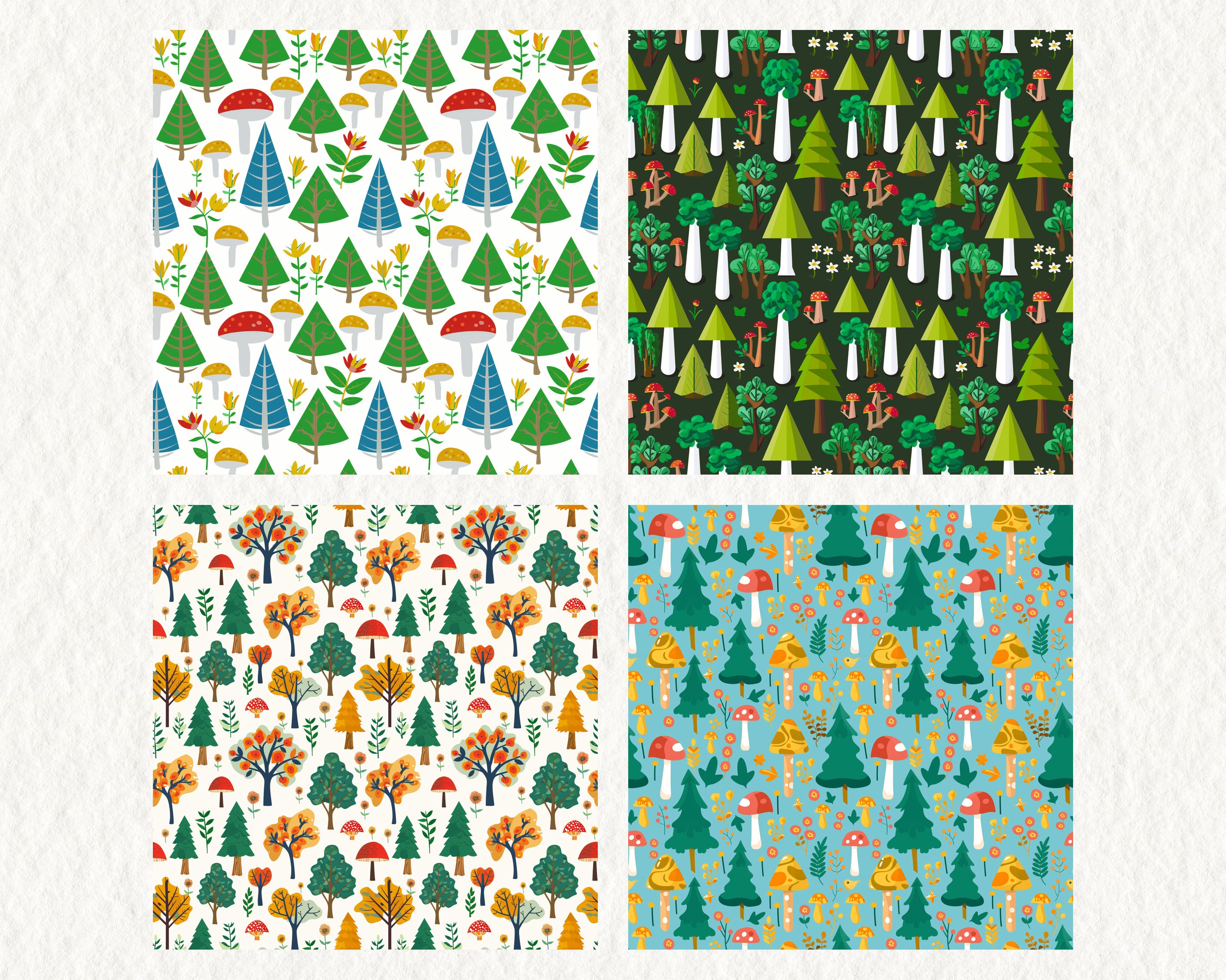 Forest Walk Pattern Seamless Digital Papers - Printable Scrapbook Paper ...