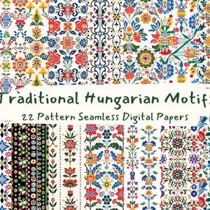 Traditional Hungarian Motifs Pattern Seamless Digital Papers ...