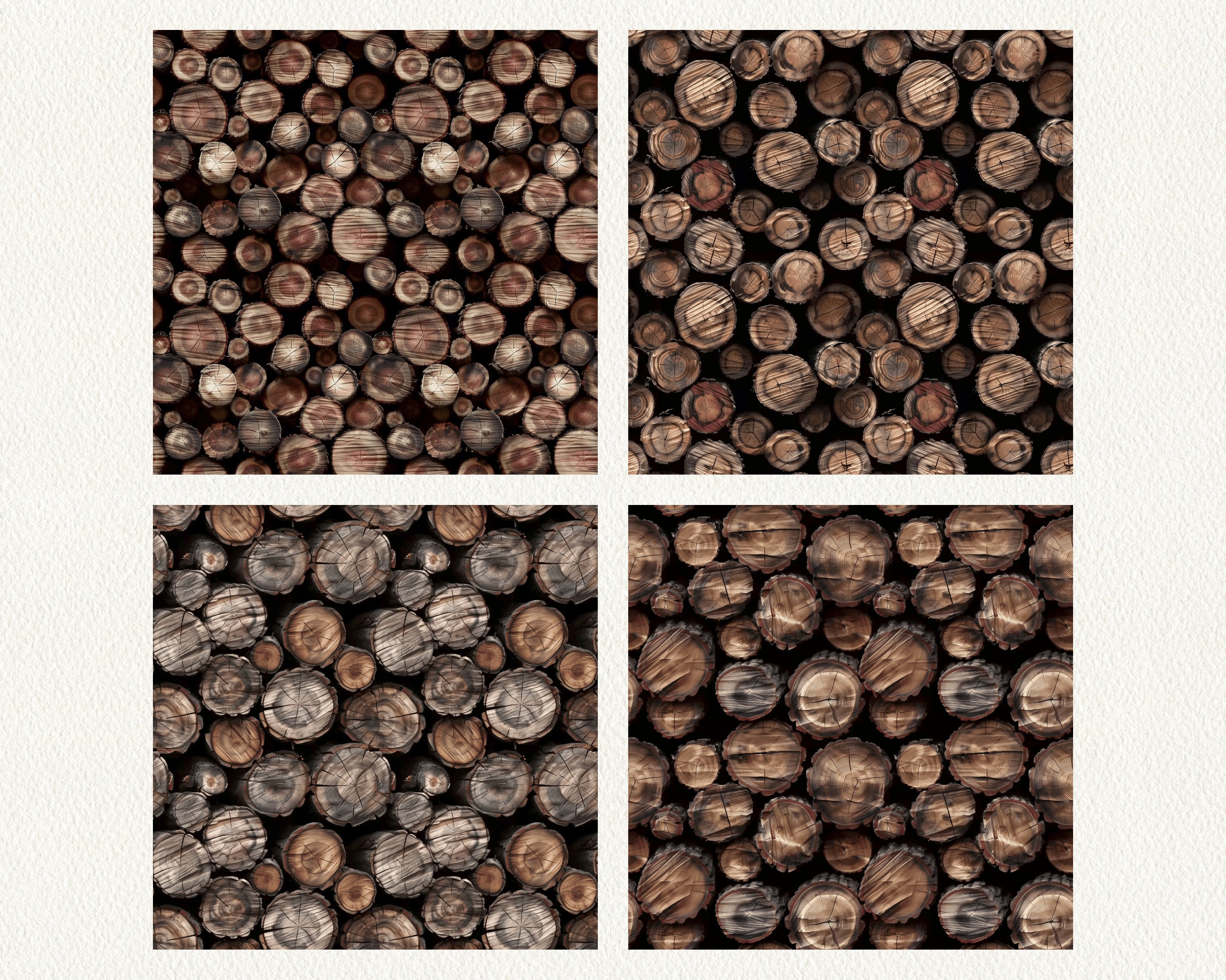 Paper Realistic Wooden Logs Pattern Seamless Digital Papers Printable ...