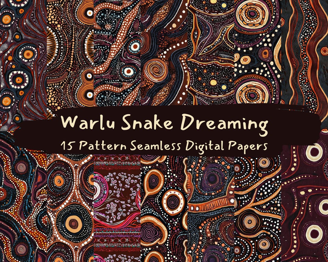 Warlu Snake Dreaming Pattern Seamless Digital Papers - Printable ...