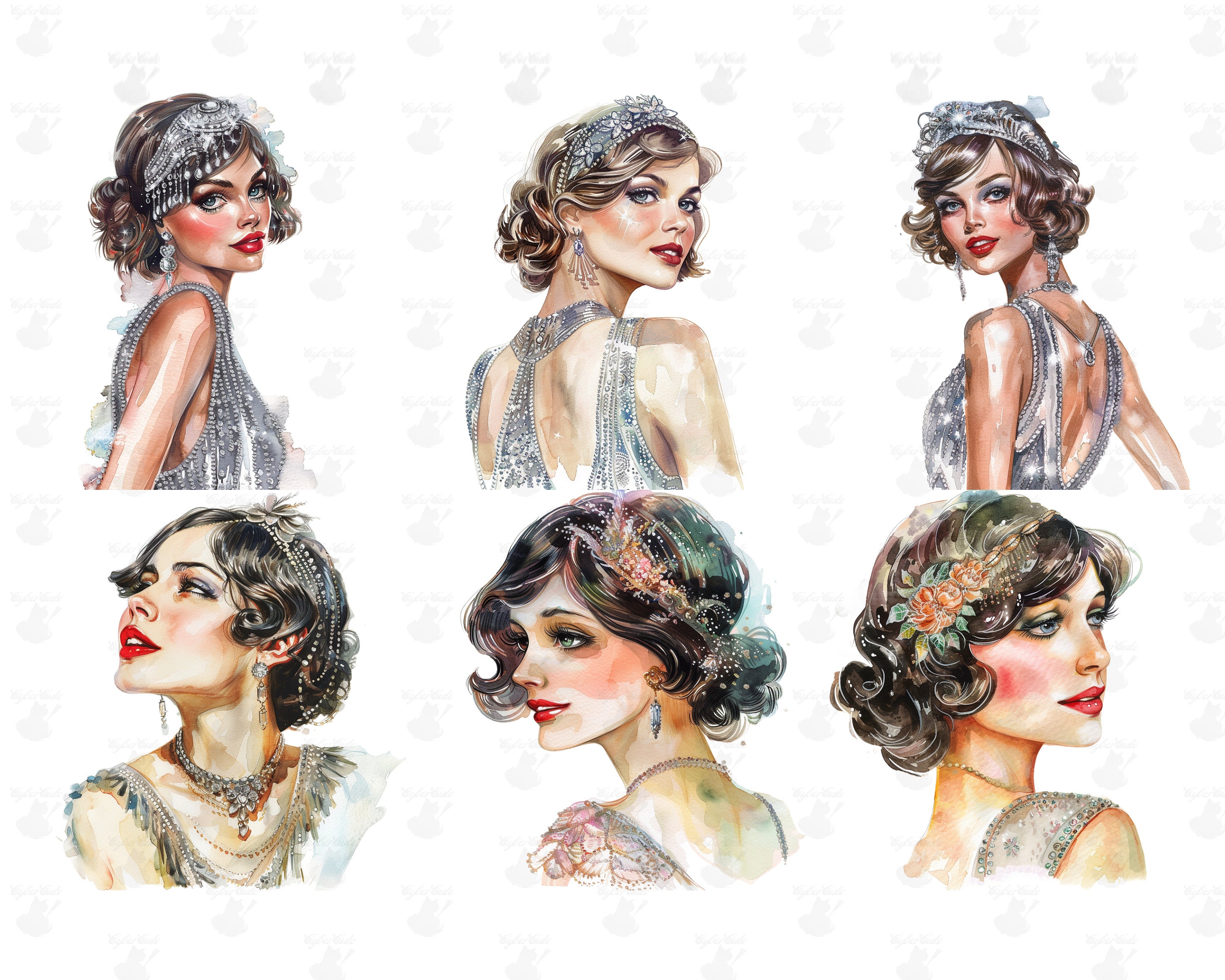 1920s Glam Girl Digital Printable Clipart Bundle in PNG Format ...