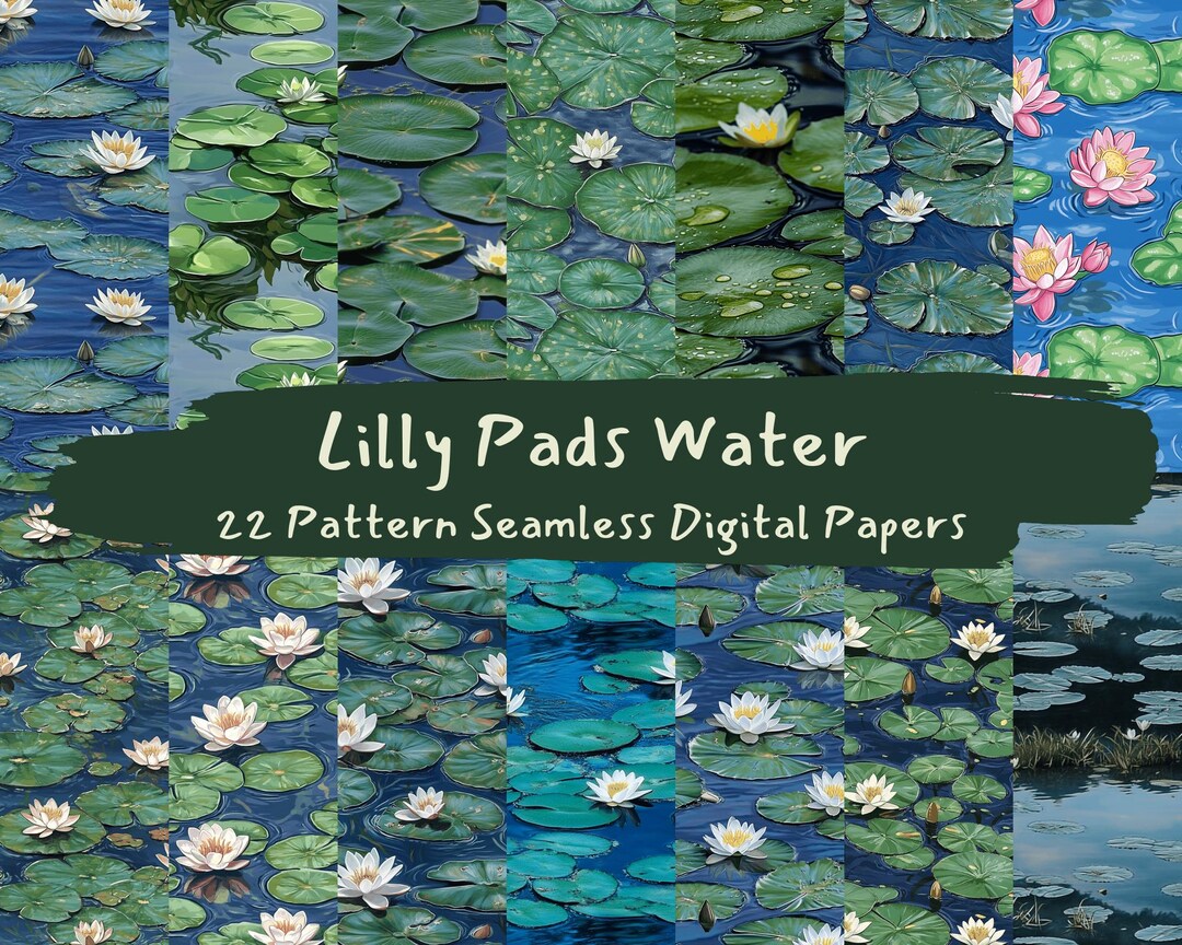 Lilly Pads Water Pattern Seamless Digital Papers - Printable Scrapbook ...