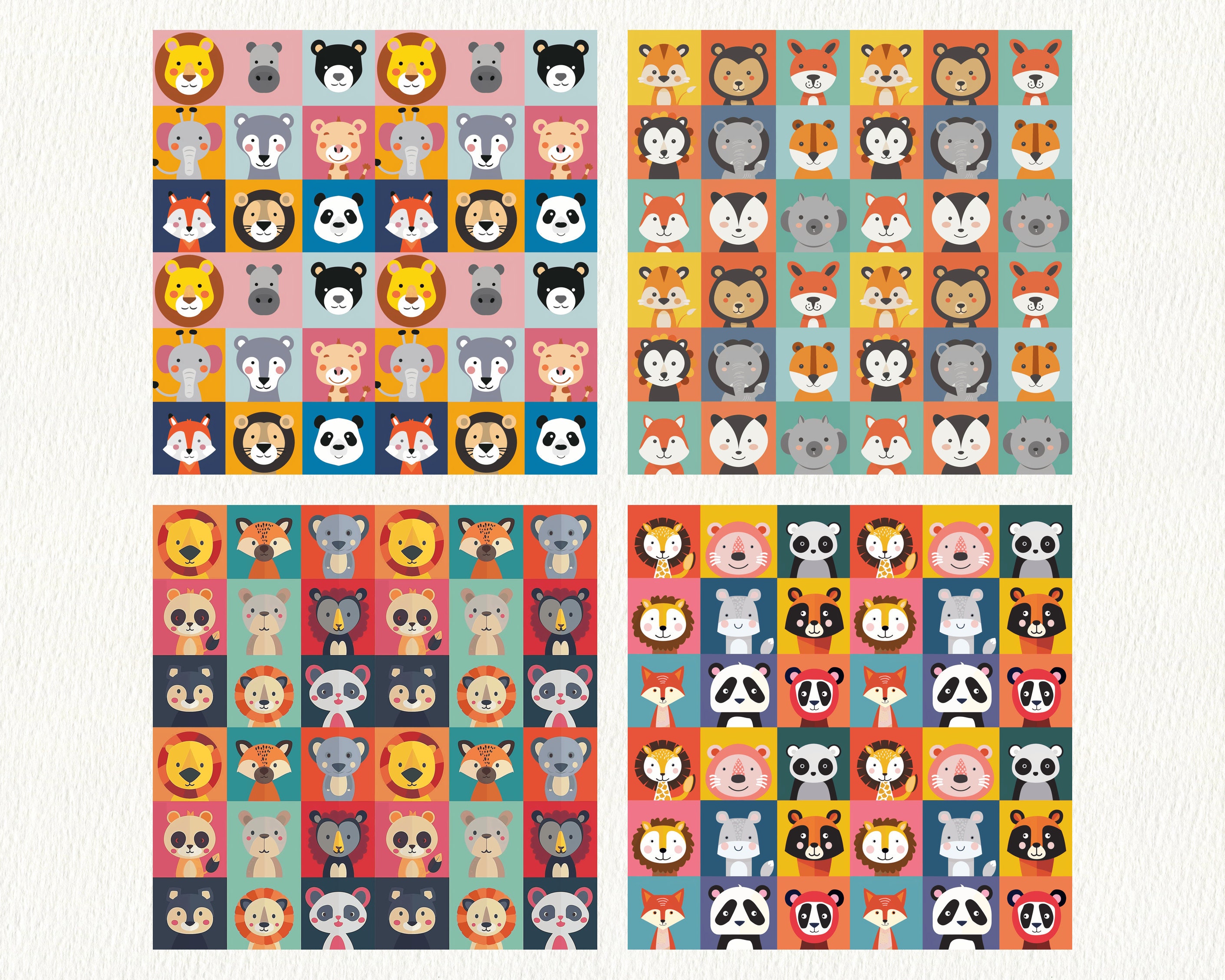 Child-friendly Animals Pattern Seamless Digital Papers Scrapbook Paper ...