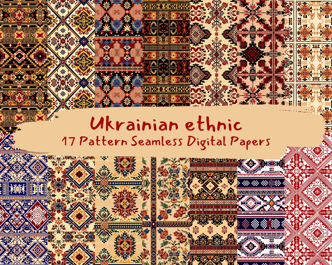Ukrainian Ethnic Pattern Seamless Digital Papers - Printable Scrapbook ...