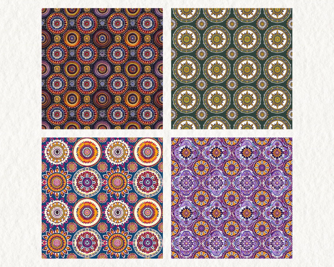 Ethno Mandalas Pattern Seamless Digital Papers Printable Scrapbook Paper Instant Download ...