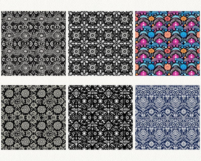 Mexican Lace Pattern Seamless Digital Papers Tile Patterns Printable ...