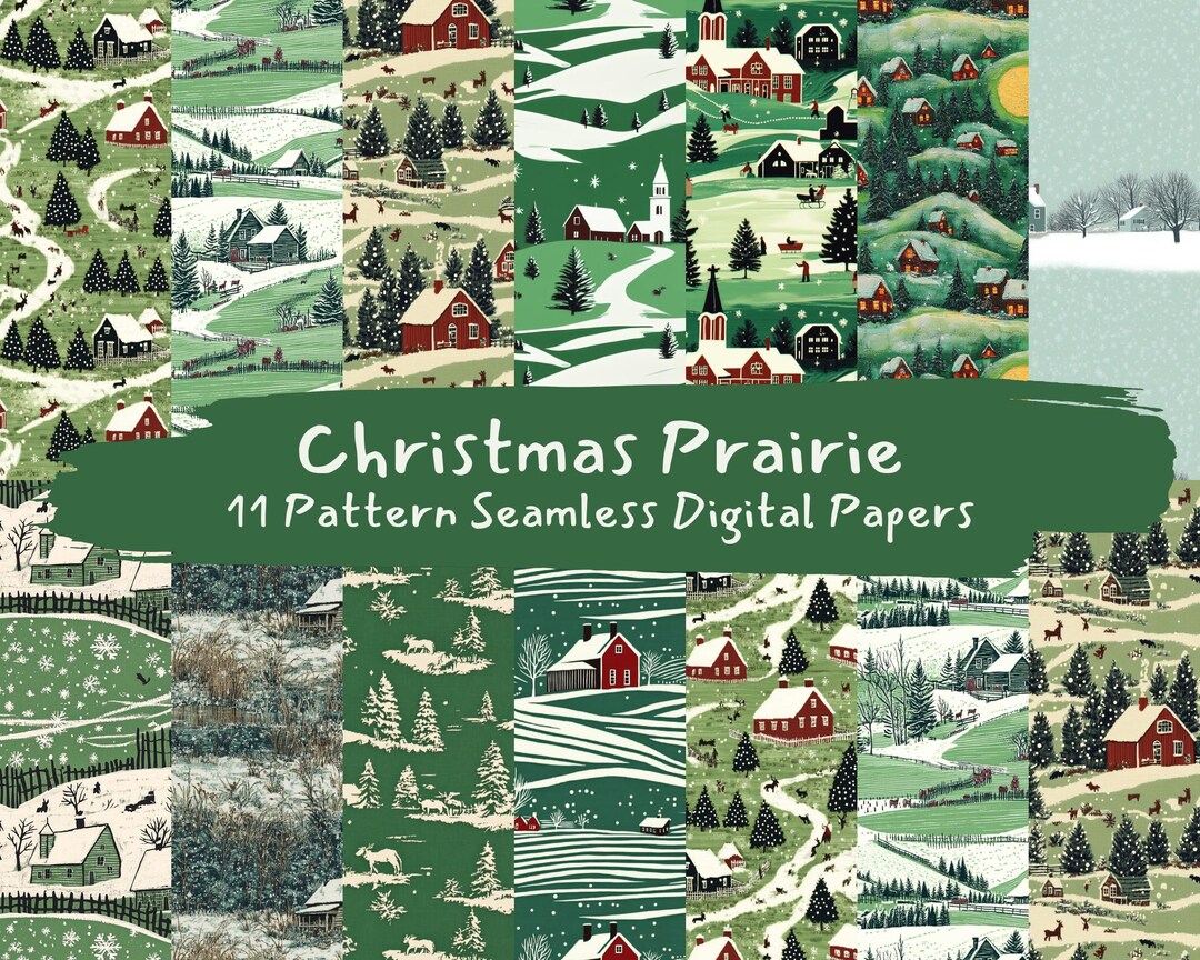 Christmas Prairie Pattern Seamless Digital Papers - Printable Scrapbook ...