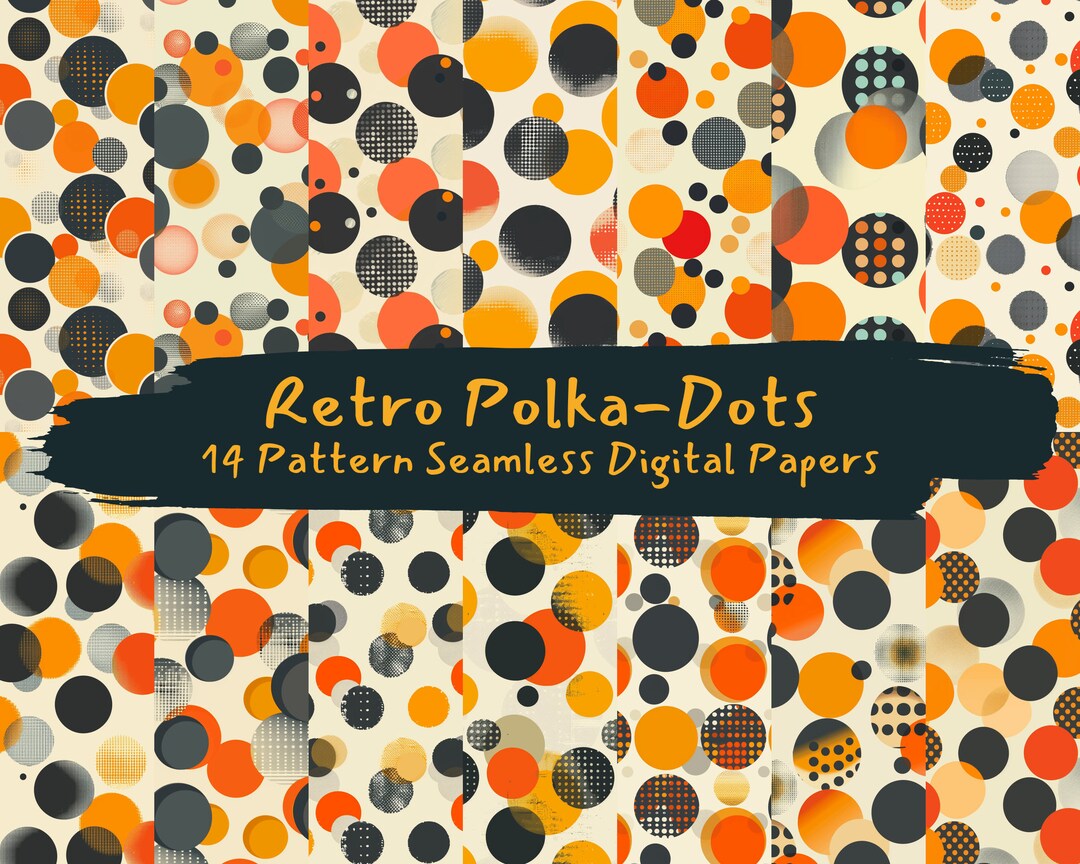 Retro Polka-dots Pattern Seamless Digital Papers - Printable Scrapbook ...