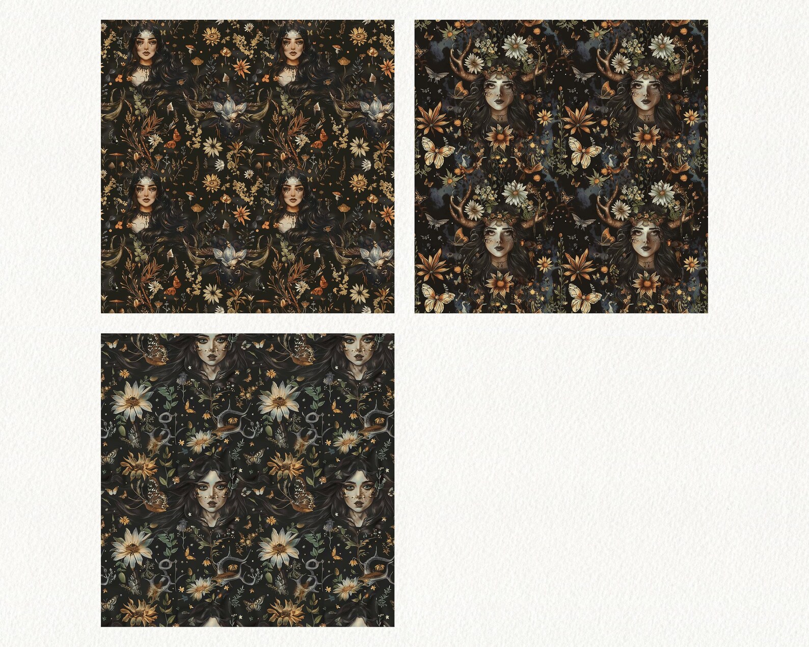Nature Goddess Pattern Seamless Digital Papers - Printable Scrapbook ...