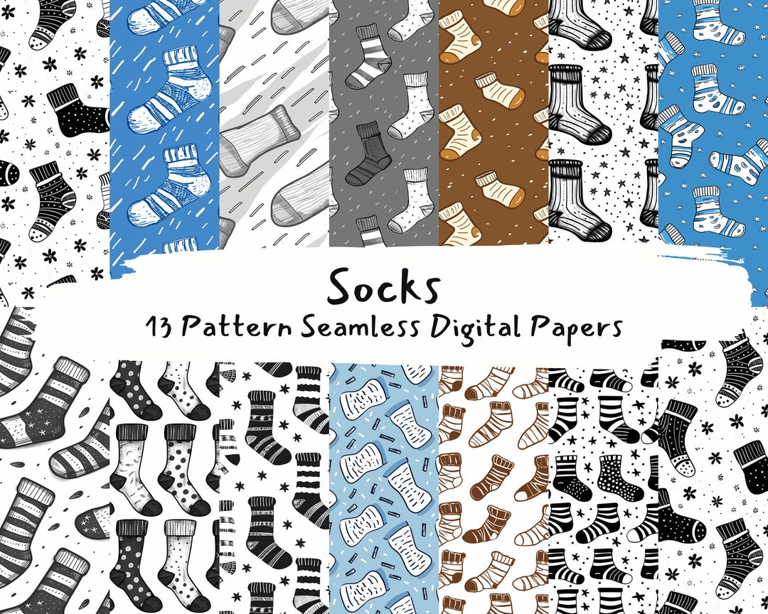 Socks Pattern Seamless Digital Papers - Printable Scrapbook Paper ...
