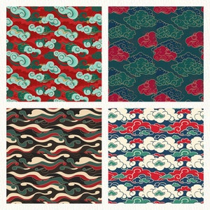Vietnamese Cloud Pattern Seamless Digital Papers - Printable Scrapbook ...