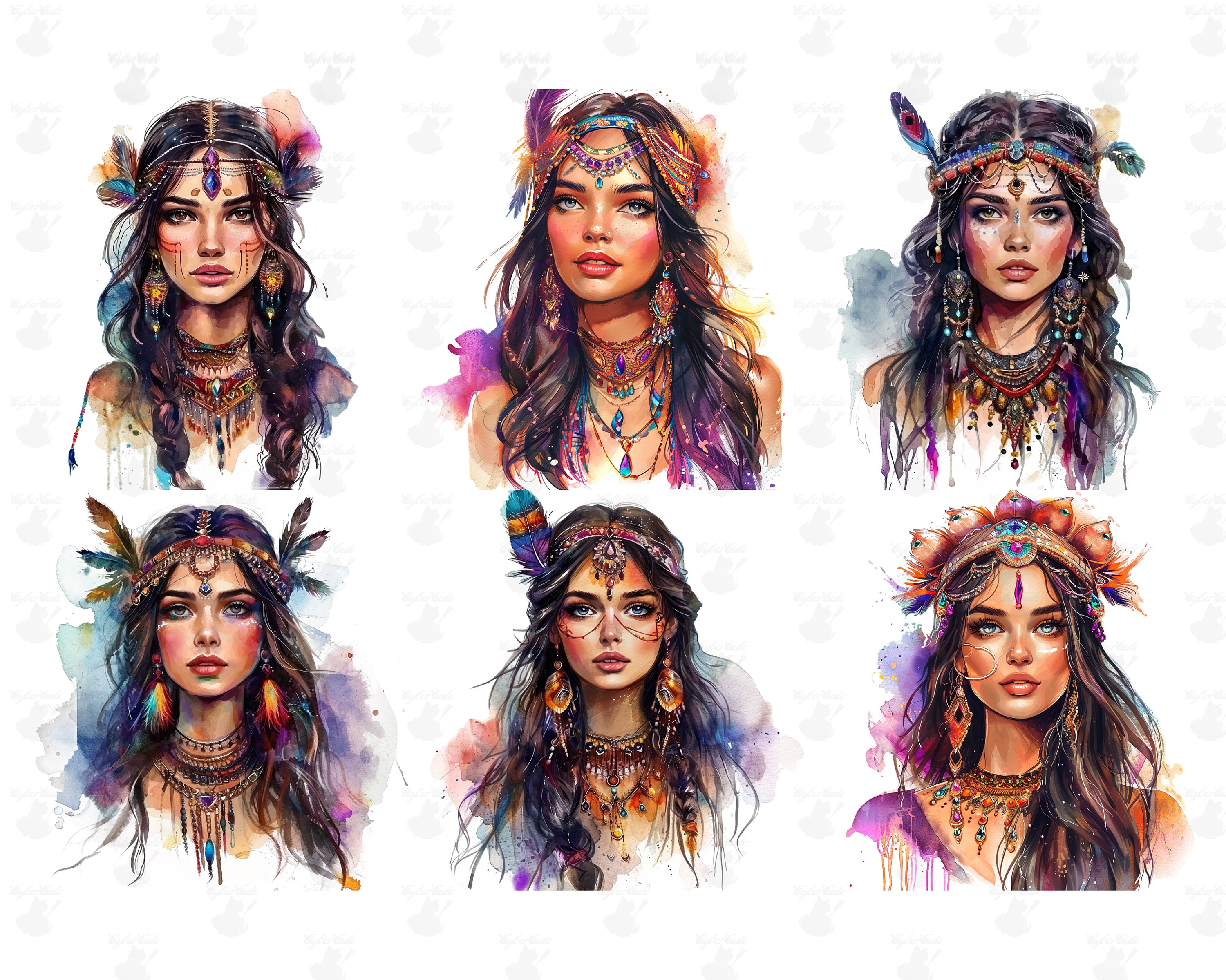 Native Goddess Digital Printable Clipart Bundle in PNG Format ...