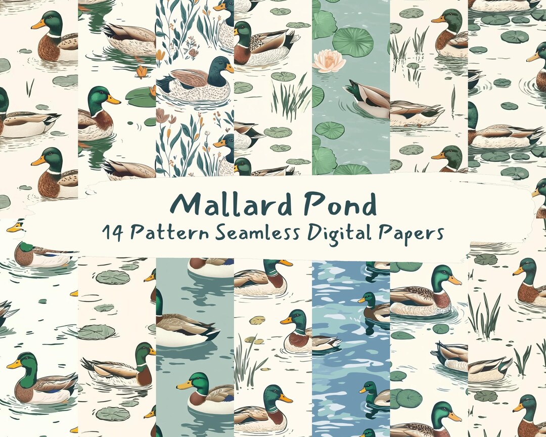 Mallard Pond Pattern Seamless Digital Papers - Printable Scrapbook ...