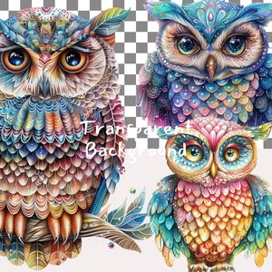 Colorful Owl Printable Clipart, Png Format, Transparent Background ...