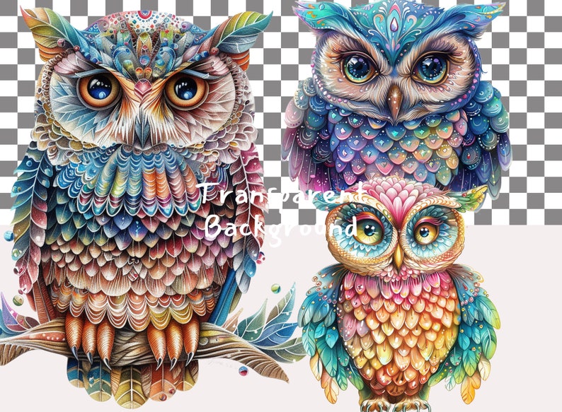 Colorful Owl Printable Clipart, Png Format, Transparent Background ...
