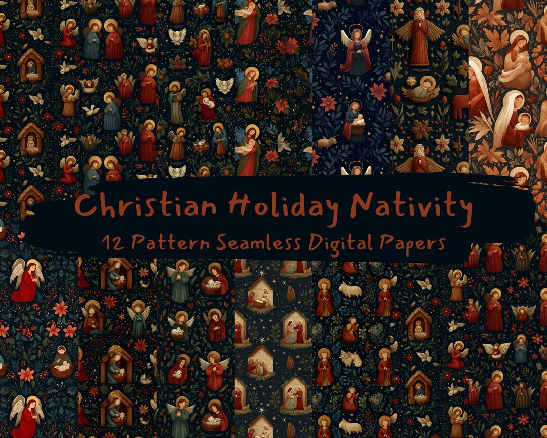 Christian Holiday Nativity Pattern Seamless Digital Papers - Printable ...