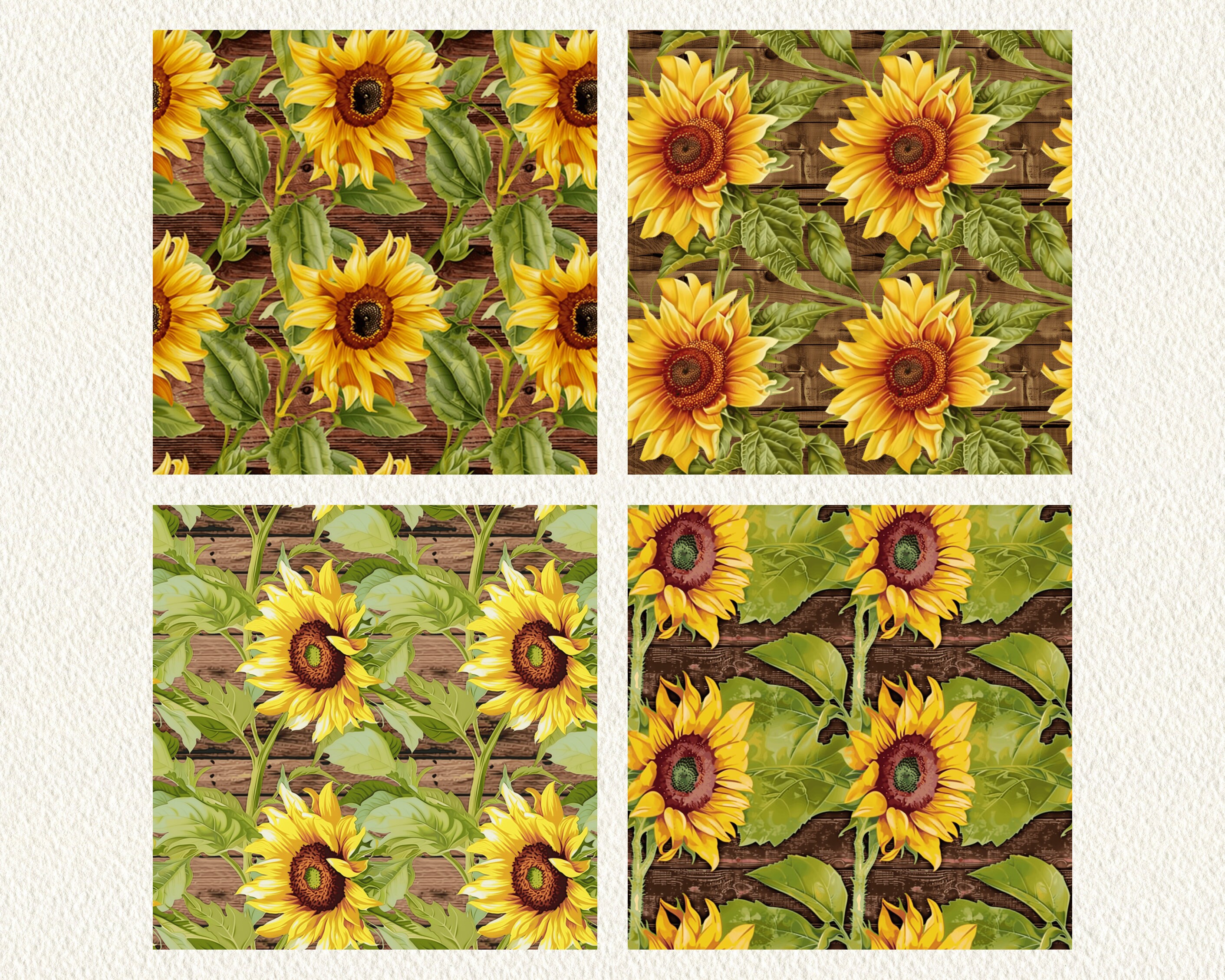 Vintage Sunflower Pattern Seamless Digital Papers Printable Scrapbook ...
