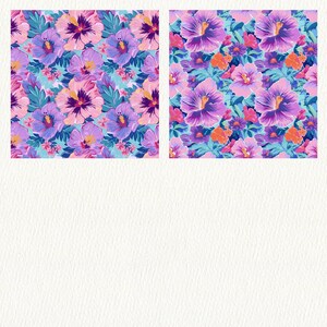 Preppy Hibiscus Pattern Seamless Digital Papers - Printable Scrapbook ...
