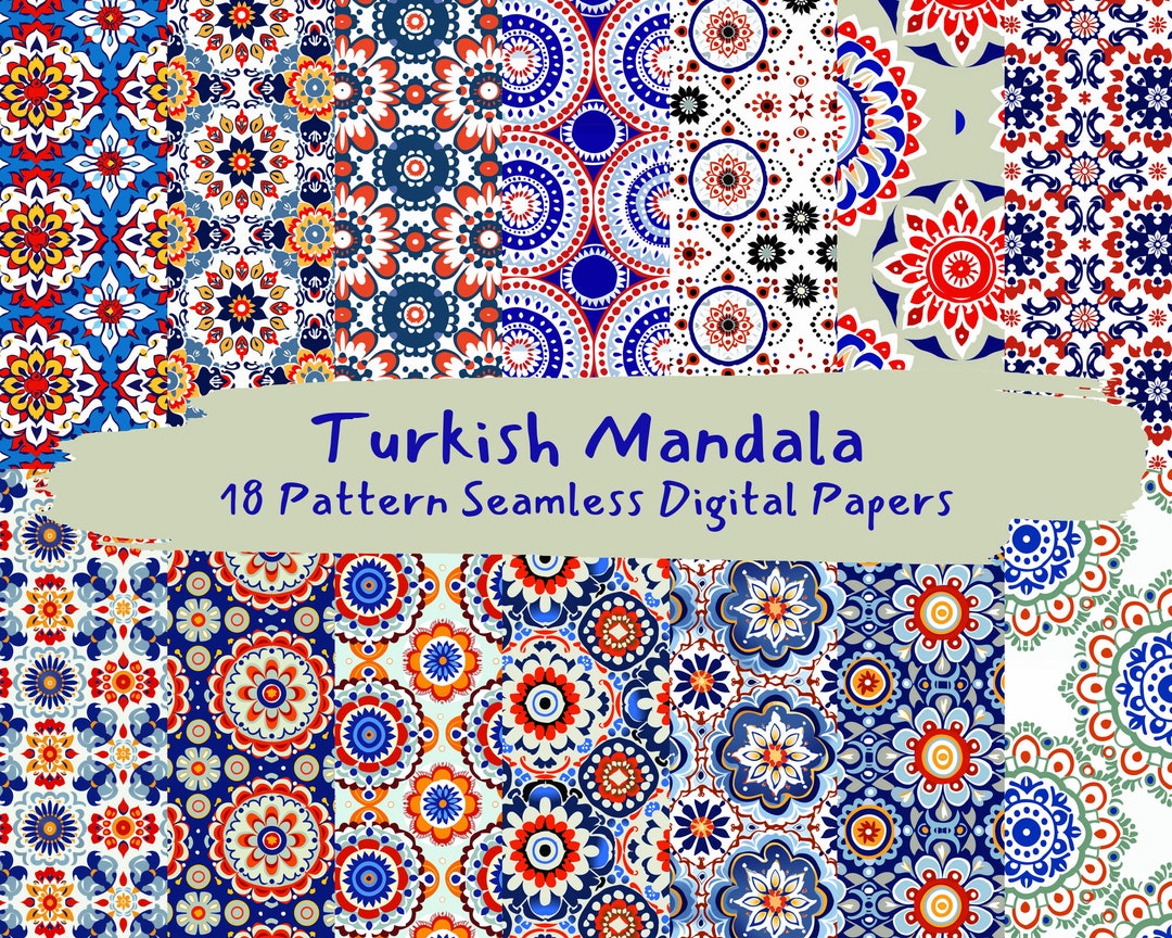 Turkish Mandala Pattern Seamless Digital Papers - Printable Scrapbook ...