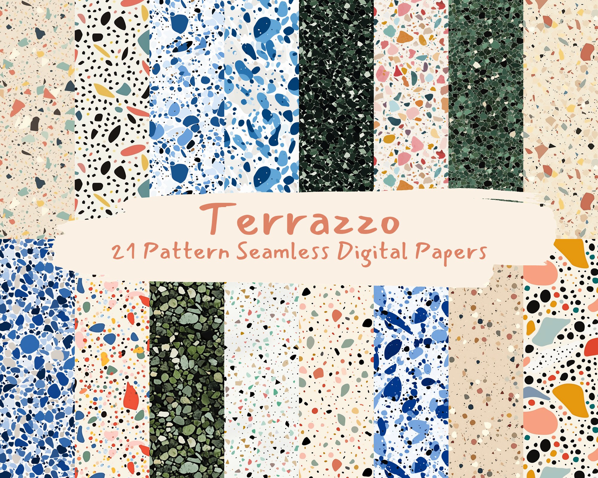 Terrazzo Pattern Seamless Digital Papers Tile Patterns Printable ...