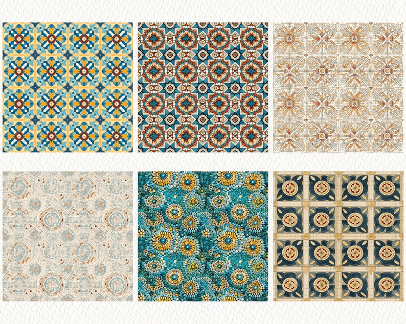 Artisanal Mosaic Pattern Seamless Digital Papers Tile Patterns ...