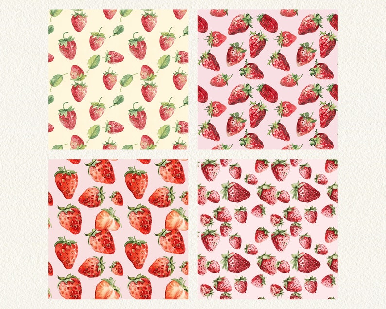 I Love Strawberry Pattern Seamless Digital Papers - Printable Scrapbook ...