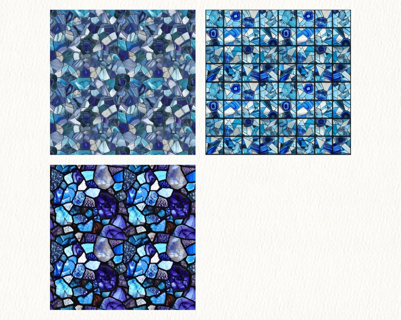 Blue Stained Glass Pattern Seamless Digital Papers - Printable ...