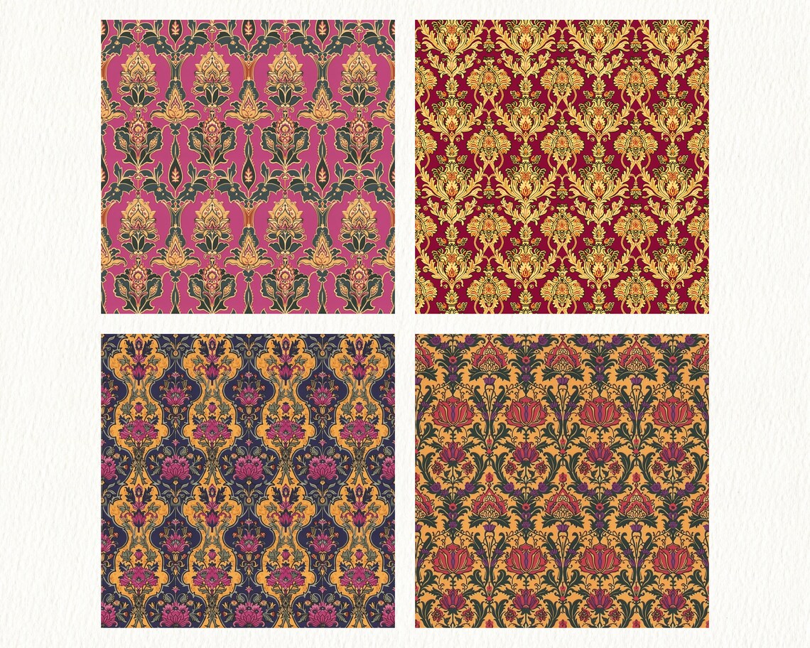 Indian Sari Pattern Seamless Digital Papers - Printable Scrapbook Paper ...