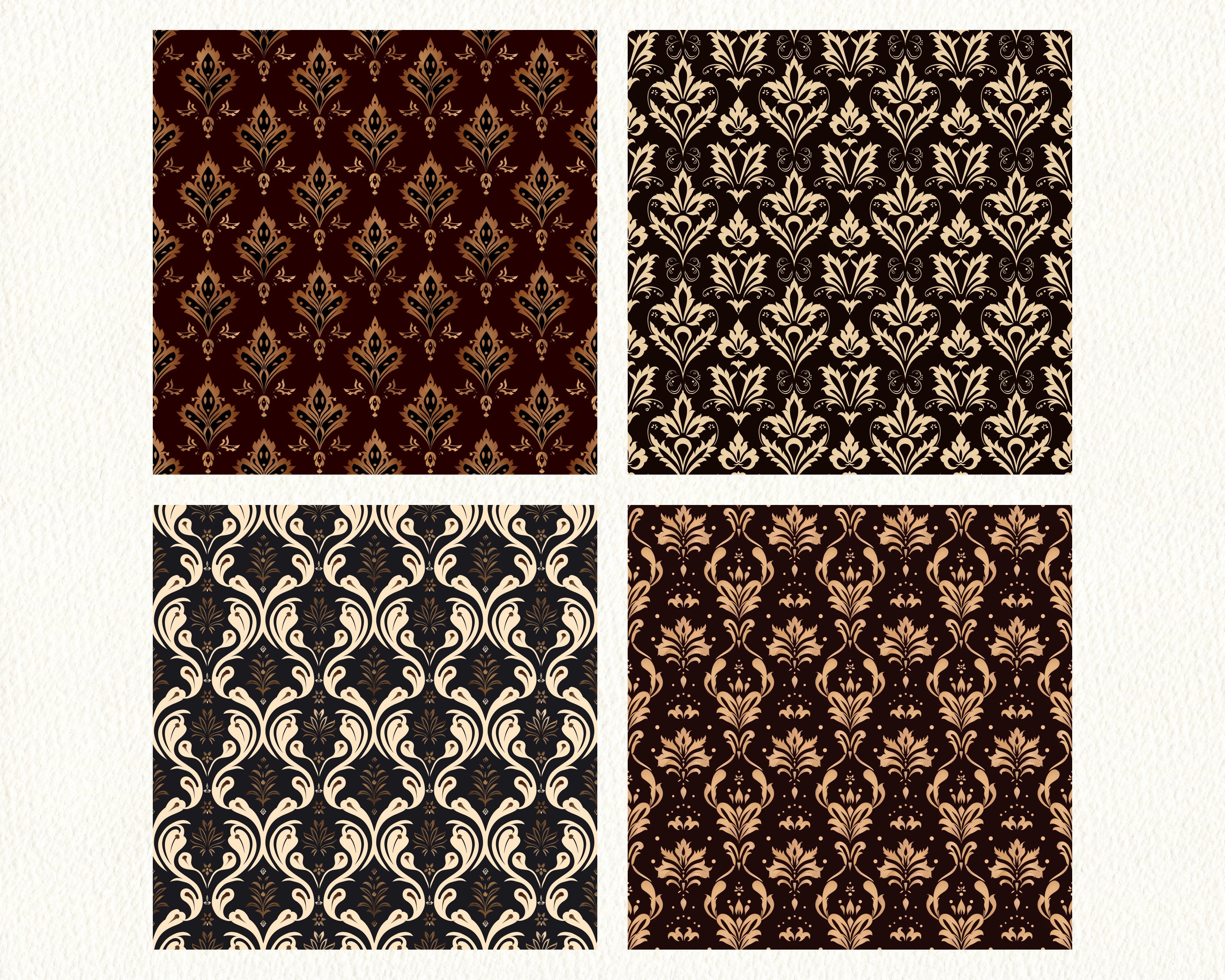 Noble Damask Impression Pattern Seamless Digital Papers Printable ...