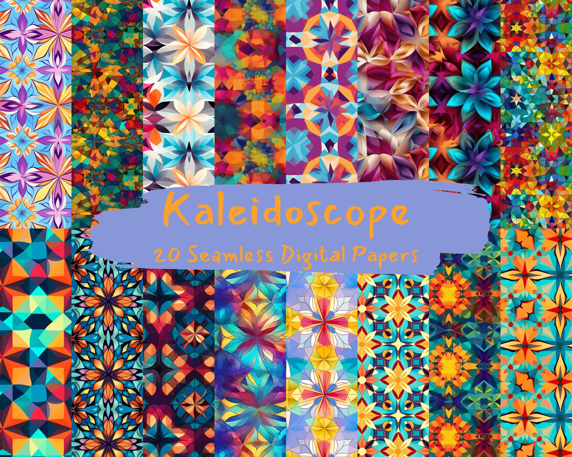 Kaleidoscope Pattern Seamless Digital Papers - Tile Patterns Printable ...