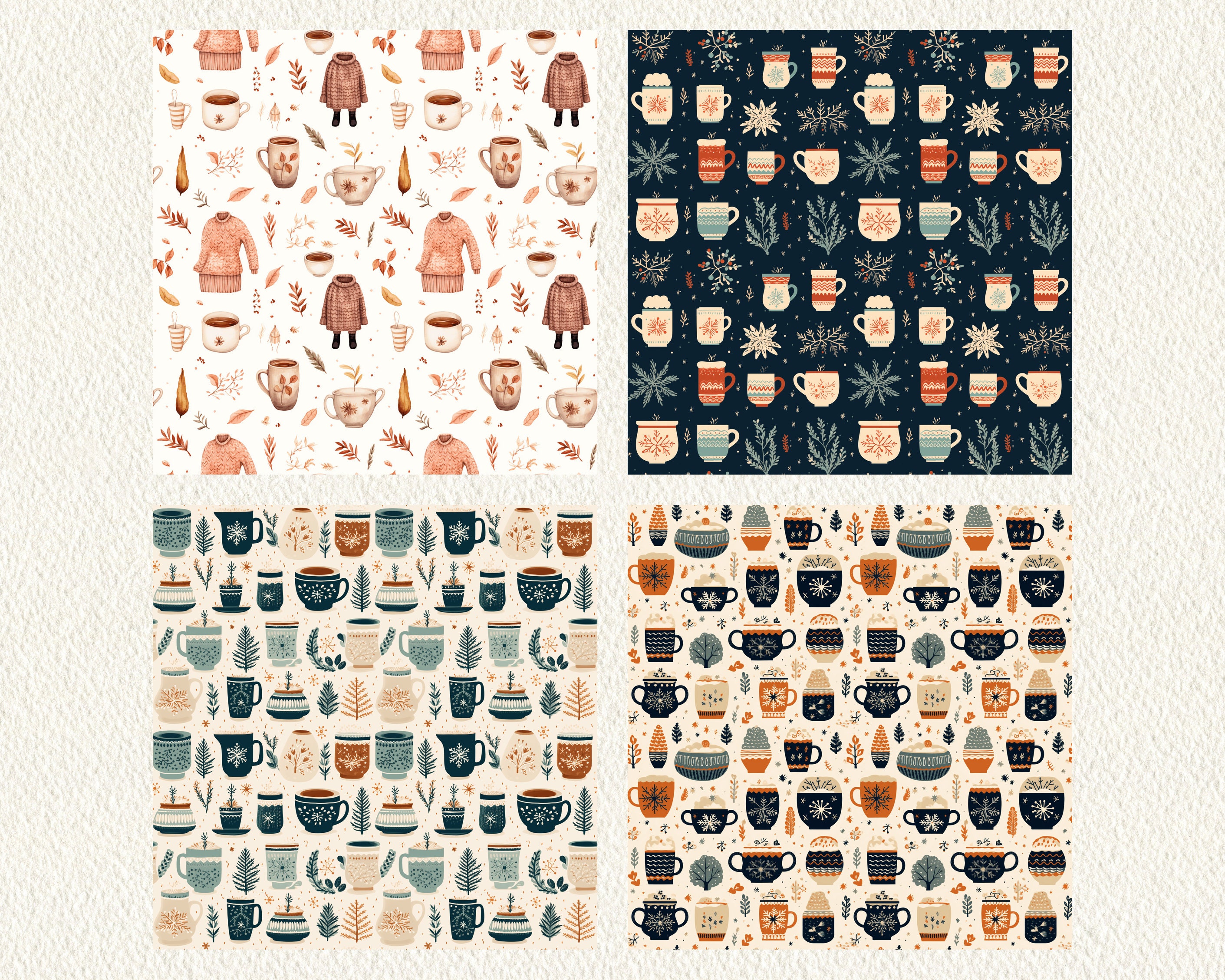 Warm and Cozy Pattern Seamless Digital Papers - Tile Patterns Printable ...