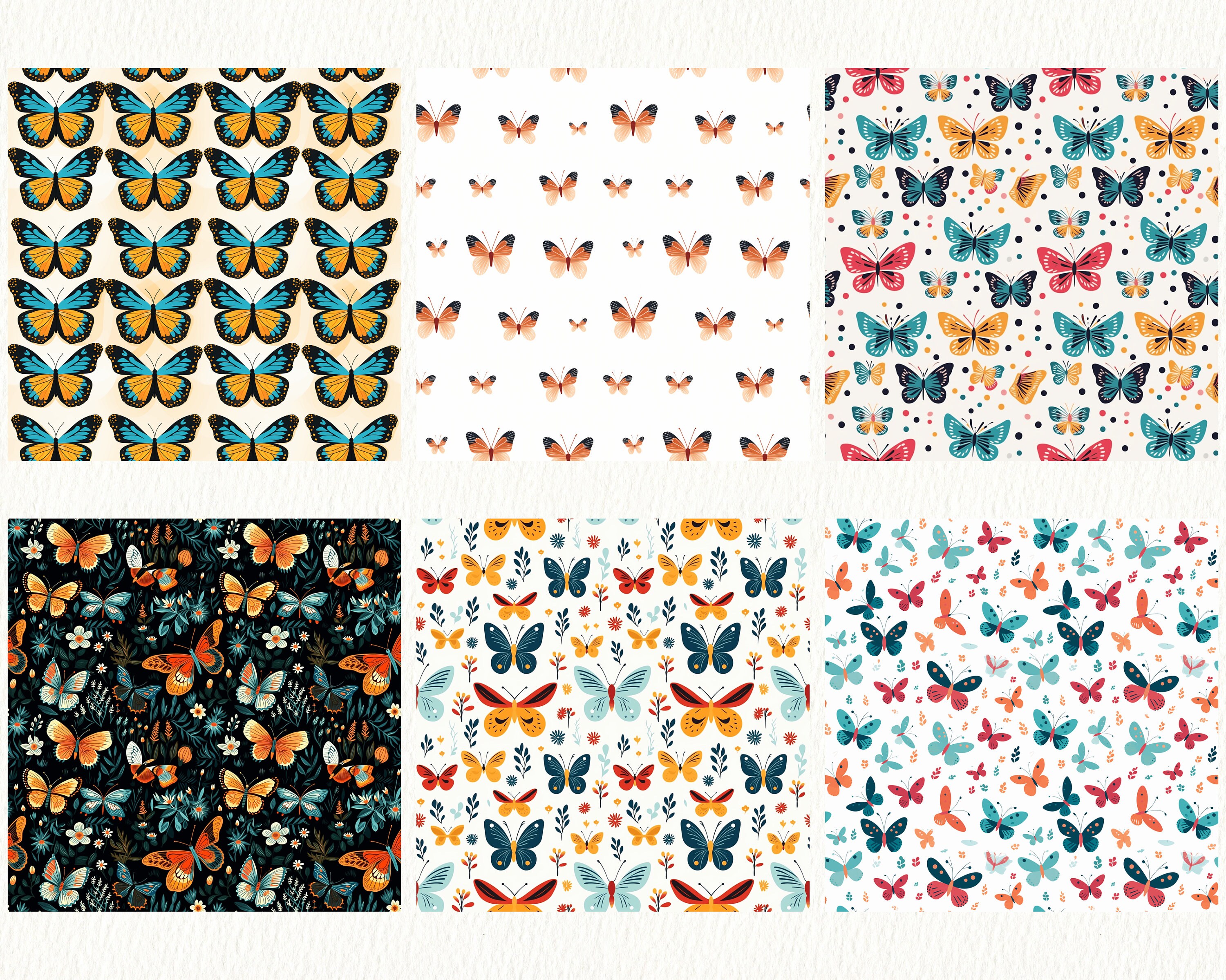 Butterfly Print Seamless Digital Papers - Tile Patterns Printable ...