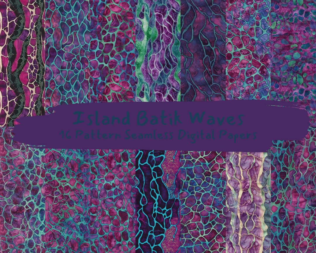 Island Batik Waves Pattern Seamless Digital Papers - Printable ...