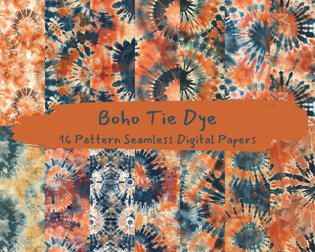 Boho Tie Dye Pattern Seamless Digital Papers - Printable Scrapbook ...