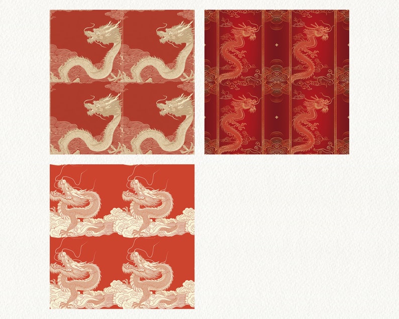 Chinese Dragon Pattern Seamless Digital Papers Printable Scrapbook ...