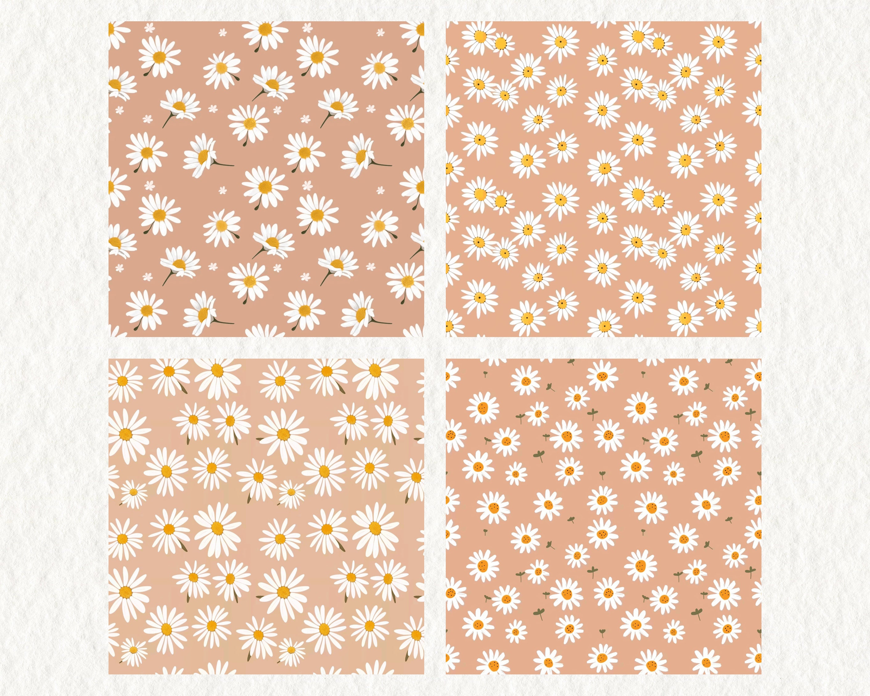 Spring Floral Daisy Pattern Seamless Digital Papers Printable Scrapbook ...