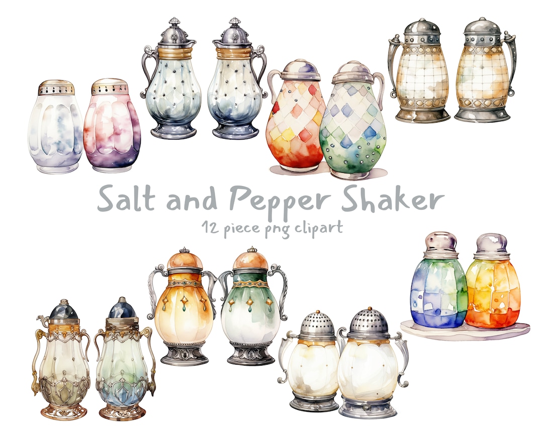 Salt and Pepper Shaker, Digital Printable Clip Art Graphics in PNG ...