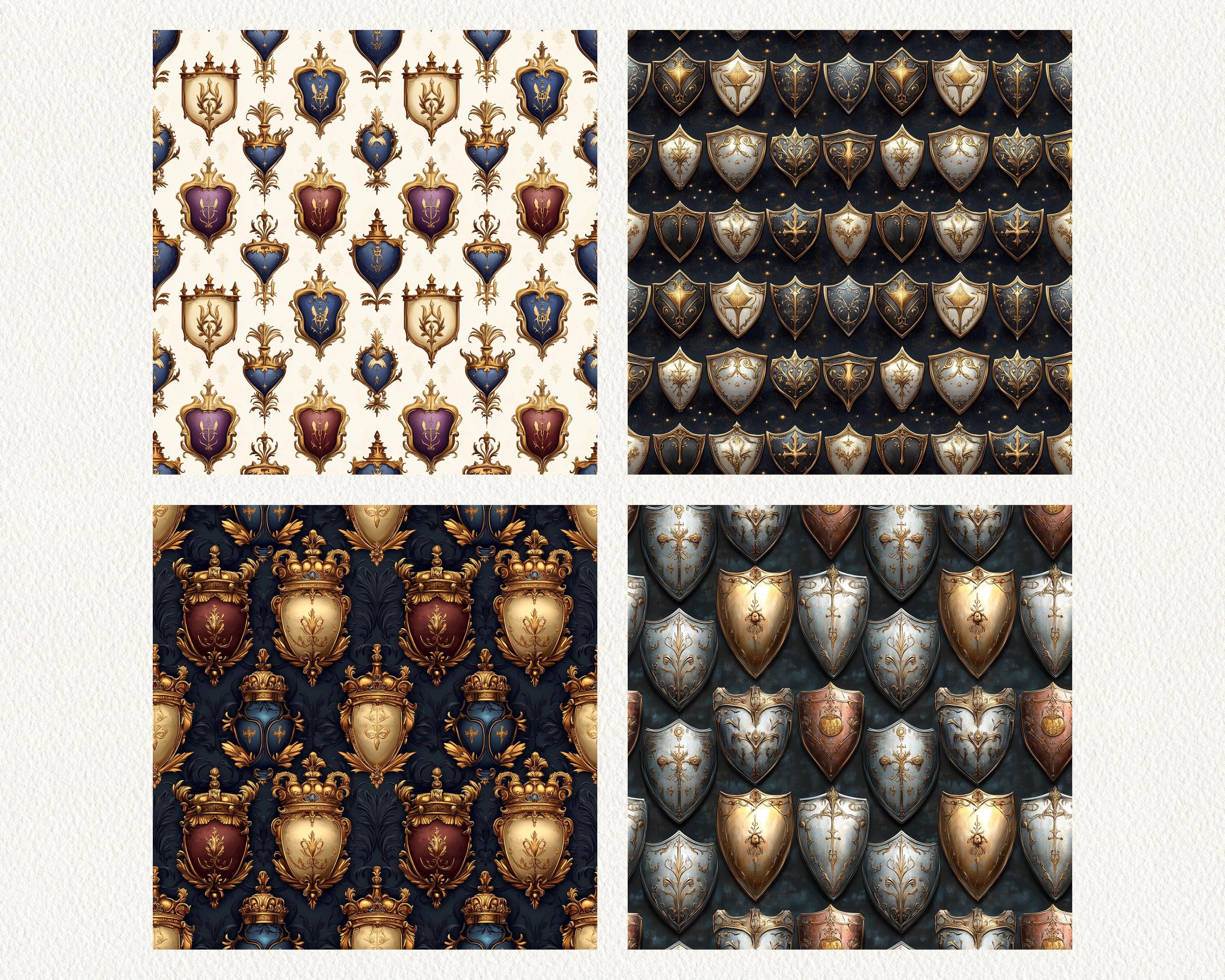 Fantasy Royal Crests Pattern Seamless Digital Papers - Printable ...