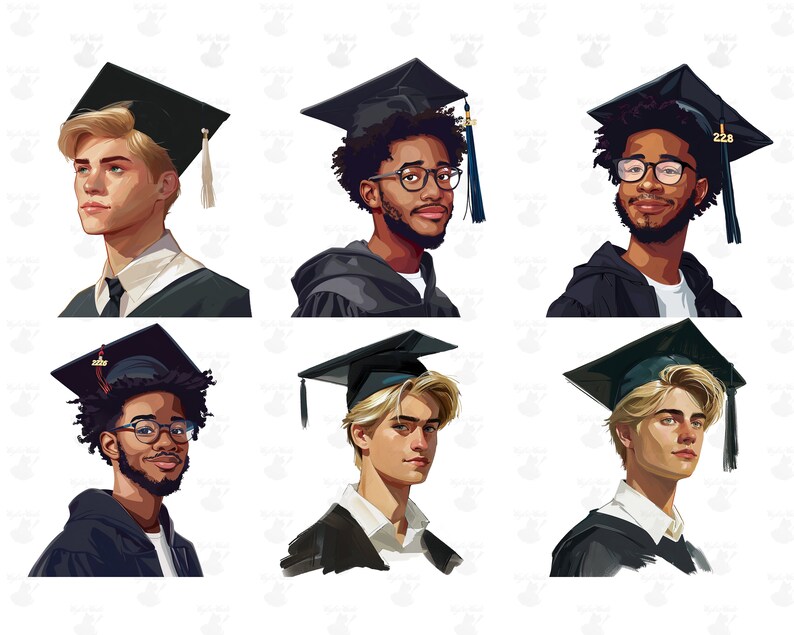 Graduation Boy Digital Printable Clipart Bundle in PNG Format ...