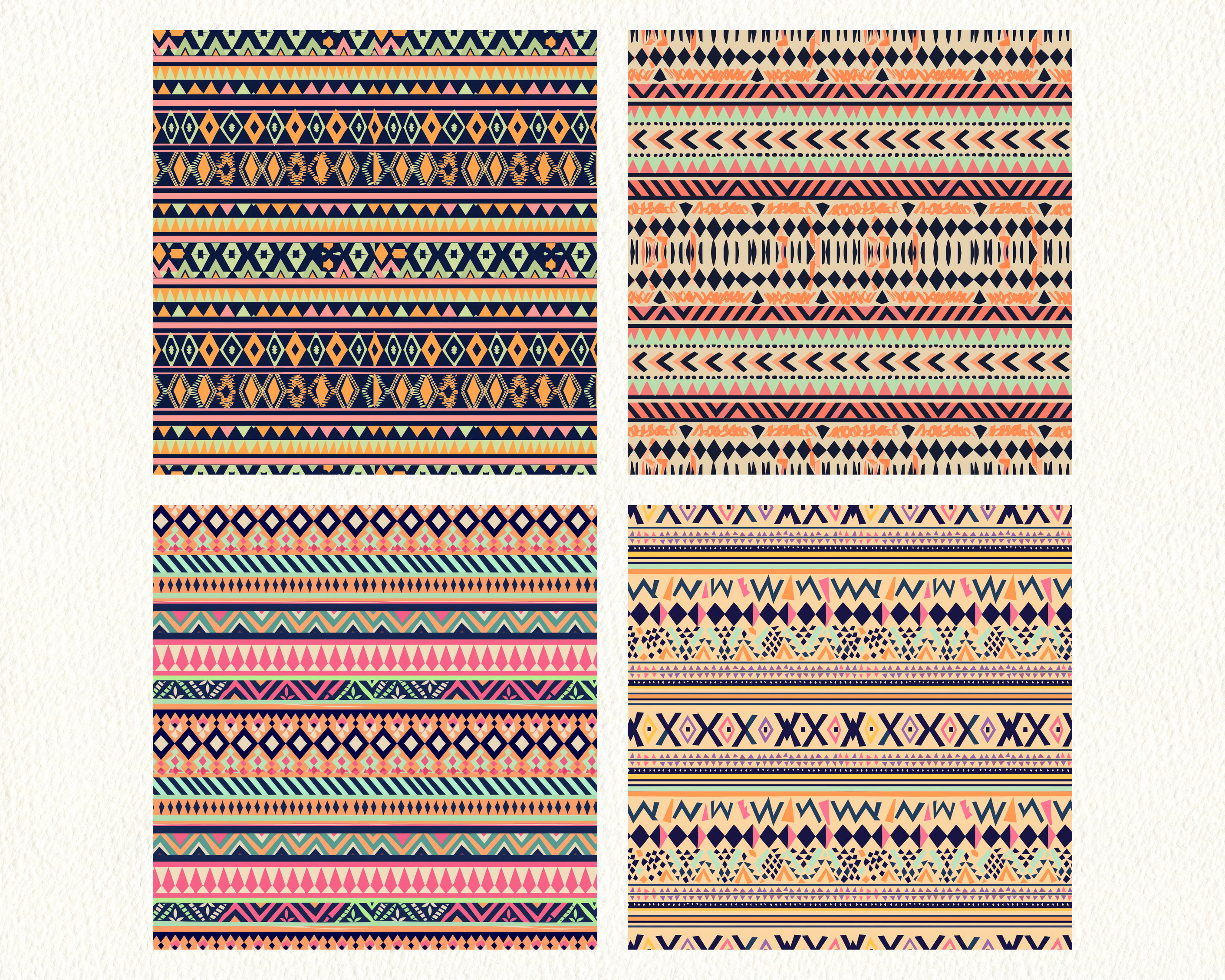 Tribal Mix Pattern Seamless Digital Papers - Printable Scrapbook Paper ...