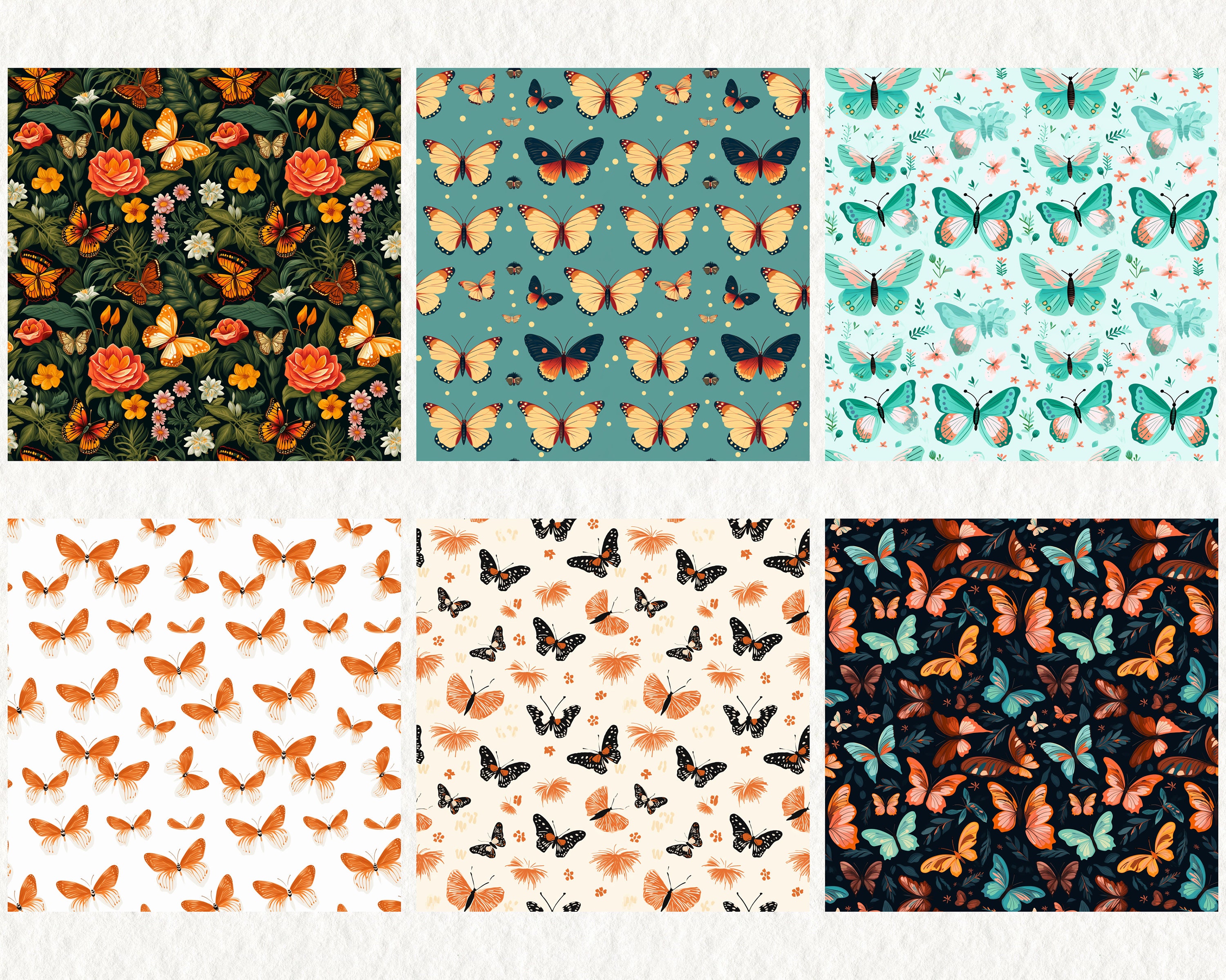 Butterfly Print Seamless Digital Papers - Tile Patterns Printable ...
