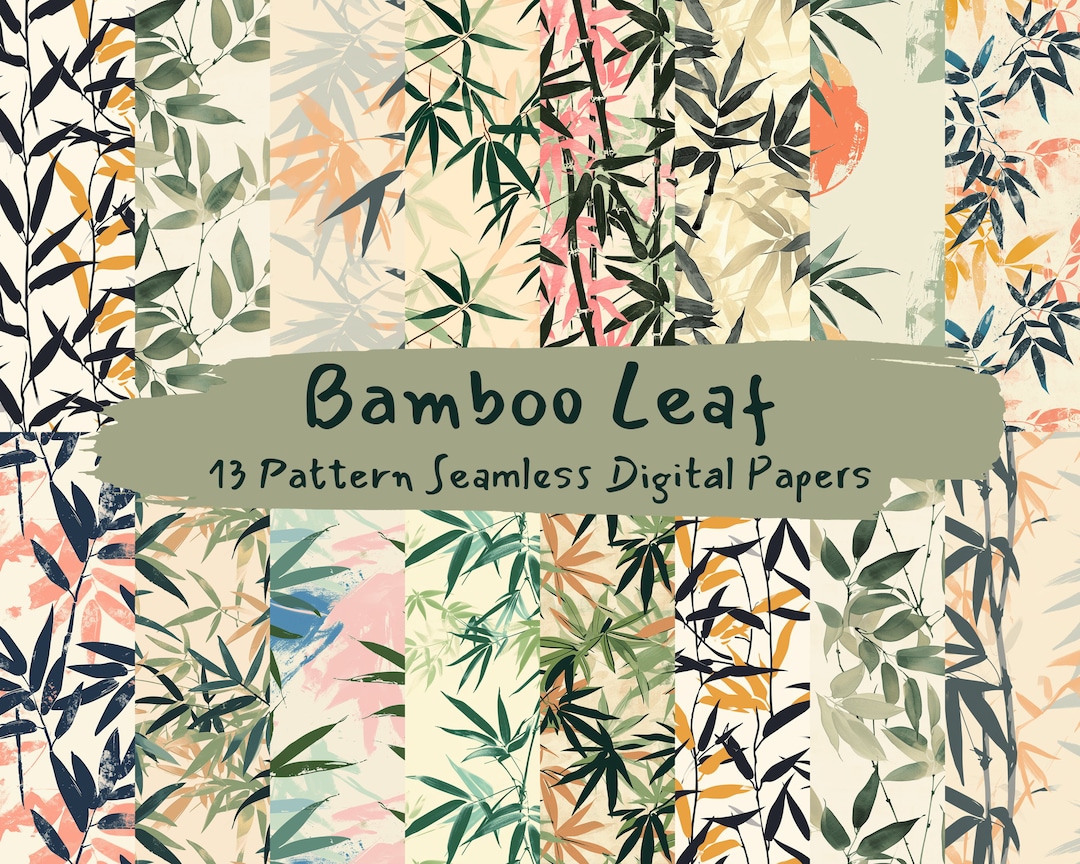 Bamboo Leaf Pattern Seamless Digital Papers - Tile Patterns Printable ...