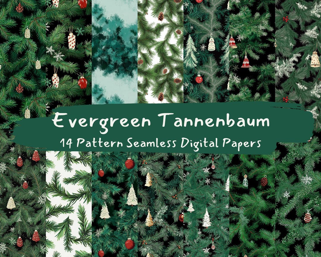 Evergreen Tannenbaum Pattern Seamless Digital Papers - Printable ...