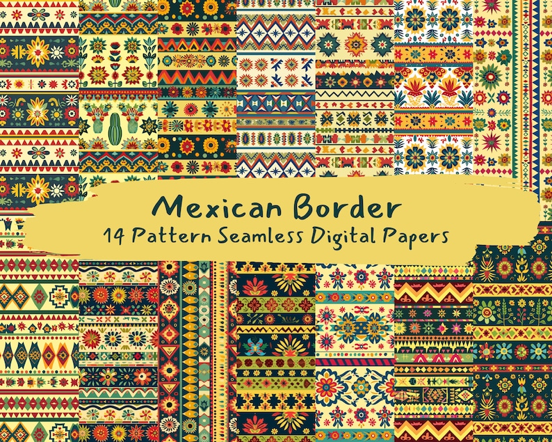 Mexican Border Pattern Seamless Digital Papers Printable Scrapbook ...